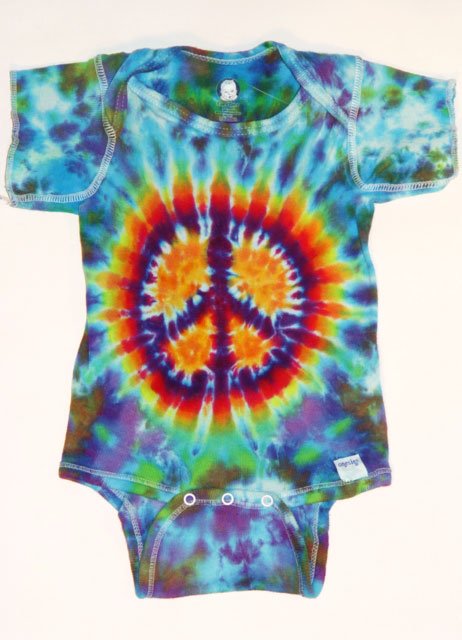 Tie Dye Peace Sign Kid's Onesie in Rainbow - Sunshine Octopus