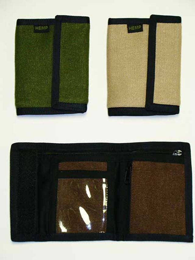 Tri-fold Hemp Wallet W-101-H roomier, clear ID pocket compartments
